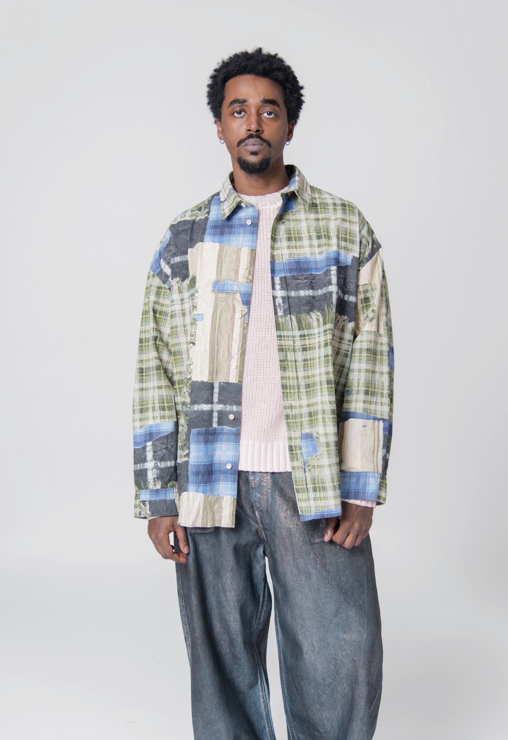 Acne Studios Print Button-Up Shirt Green Multi FN-MN-SHIR000762 – NOMAD