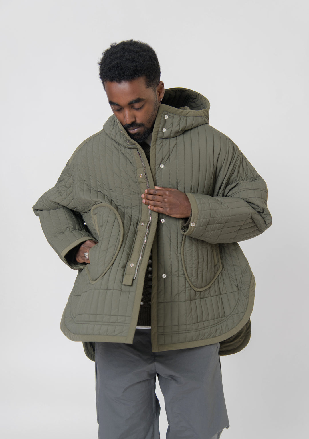 Quilted Split Parka Olive – NOMAD
