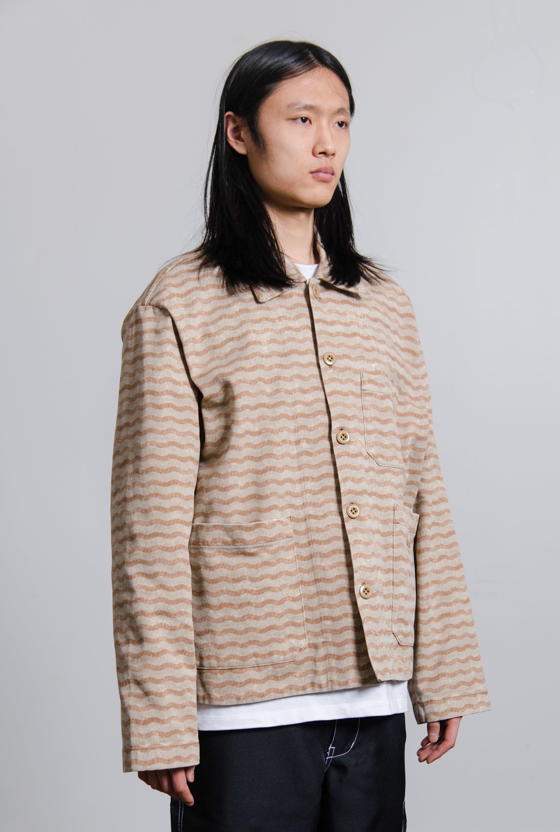 Striped Overshirt Beige/Camel OUTW000773 – NOMAD